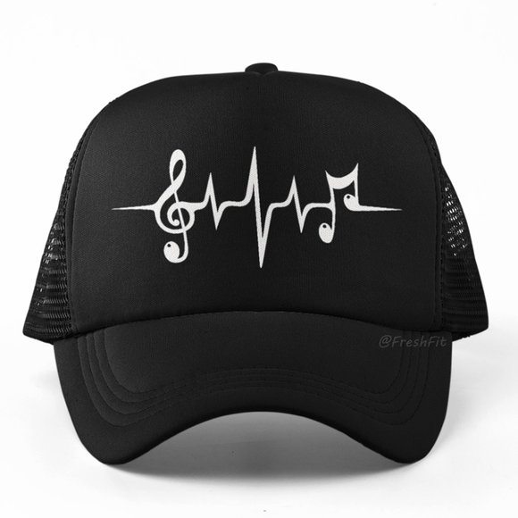 Accessories | Music Notes Pulse Frequency Foam Trucker Hat Mesh ...